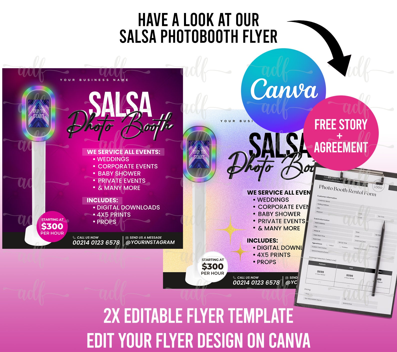 2x MAGIC MIRROR Photo Booth Flyer, Premade Business Social Media Flyer ...