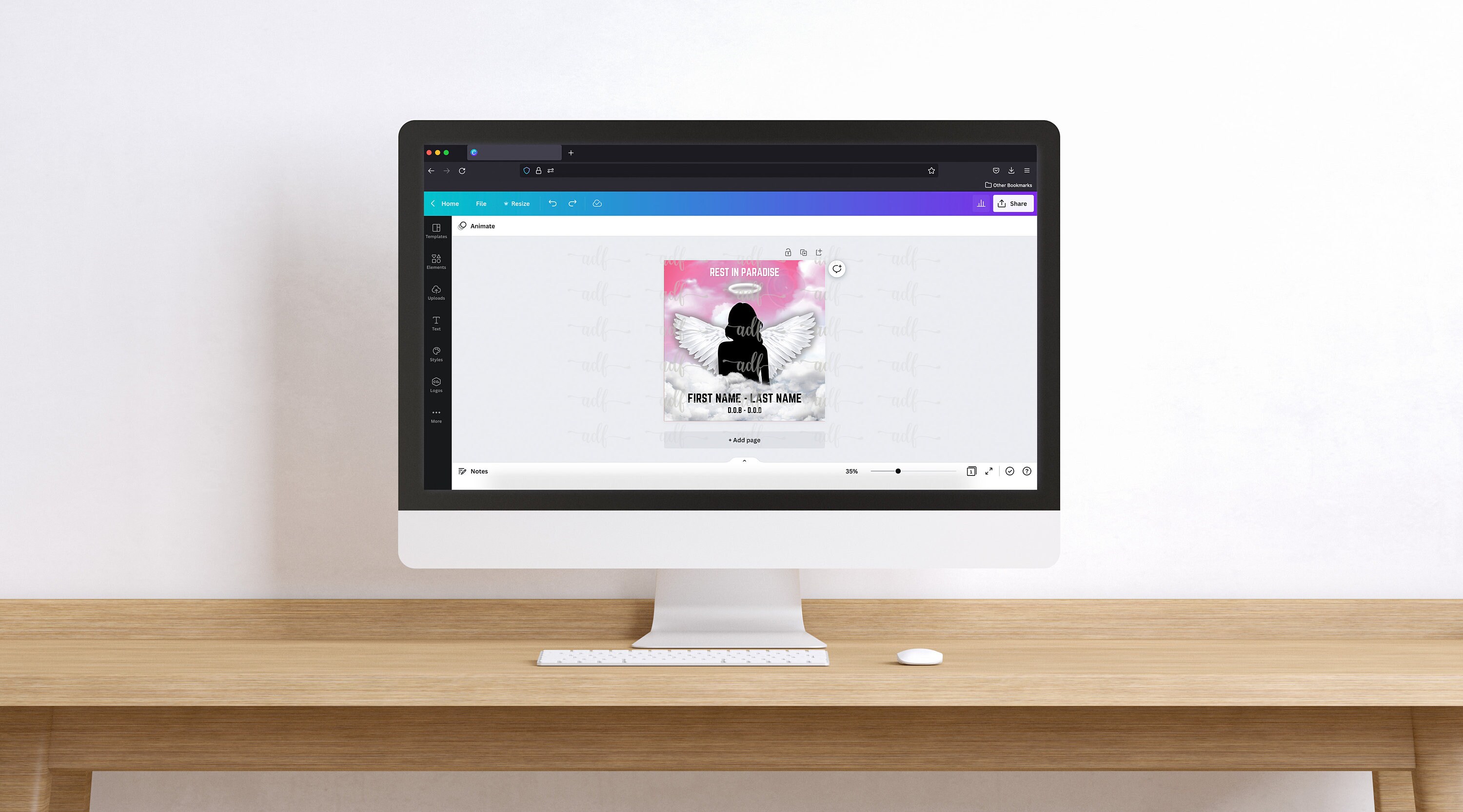 RIP Angel Wings Instagram Template, Instant Download, Digital Memorial ...
