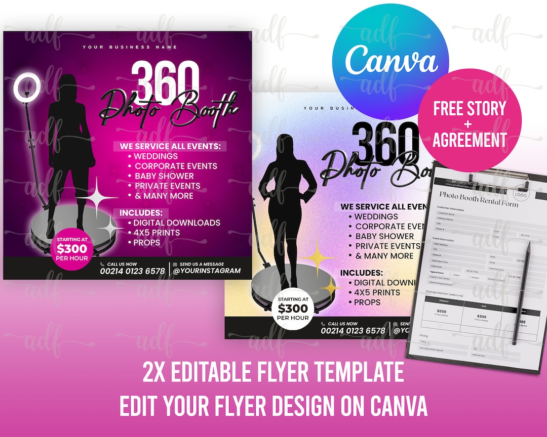 2x 360photo Booth Flyer, Premade Business Social Media Flyer, 360 Booth ...