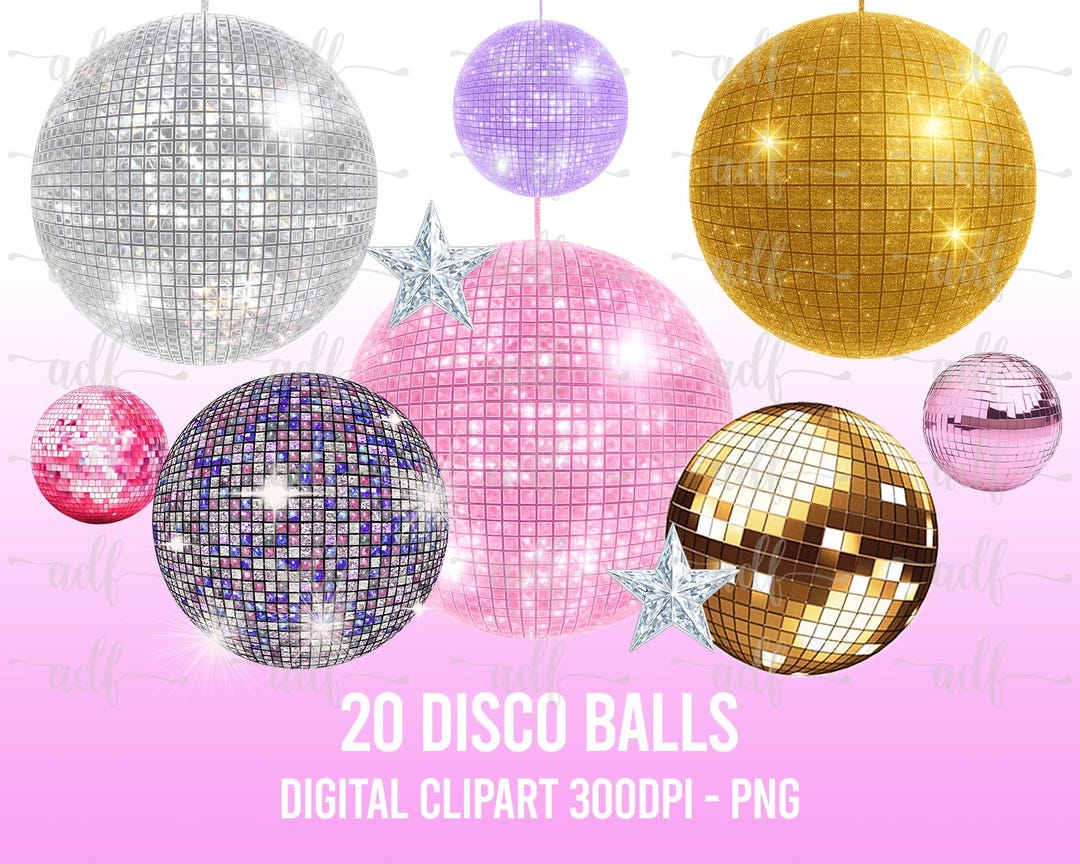 Disco Ball Clipart Set: Glitter Mirror Ball PNG Bundle (digital ...
