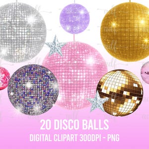 Disco Ball Clipart Set: Glitter Mirror Ball PNG Bundle (digital ...