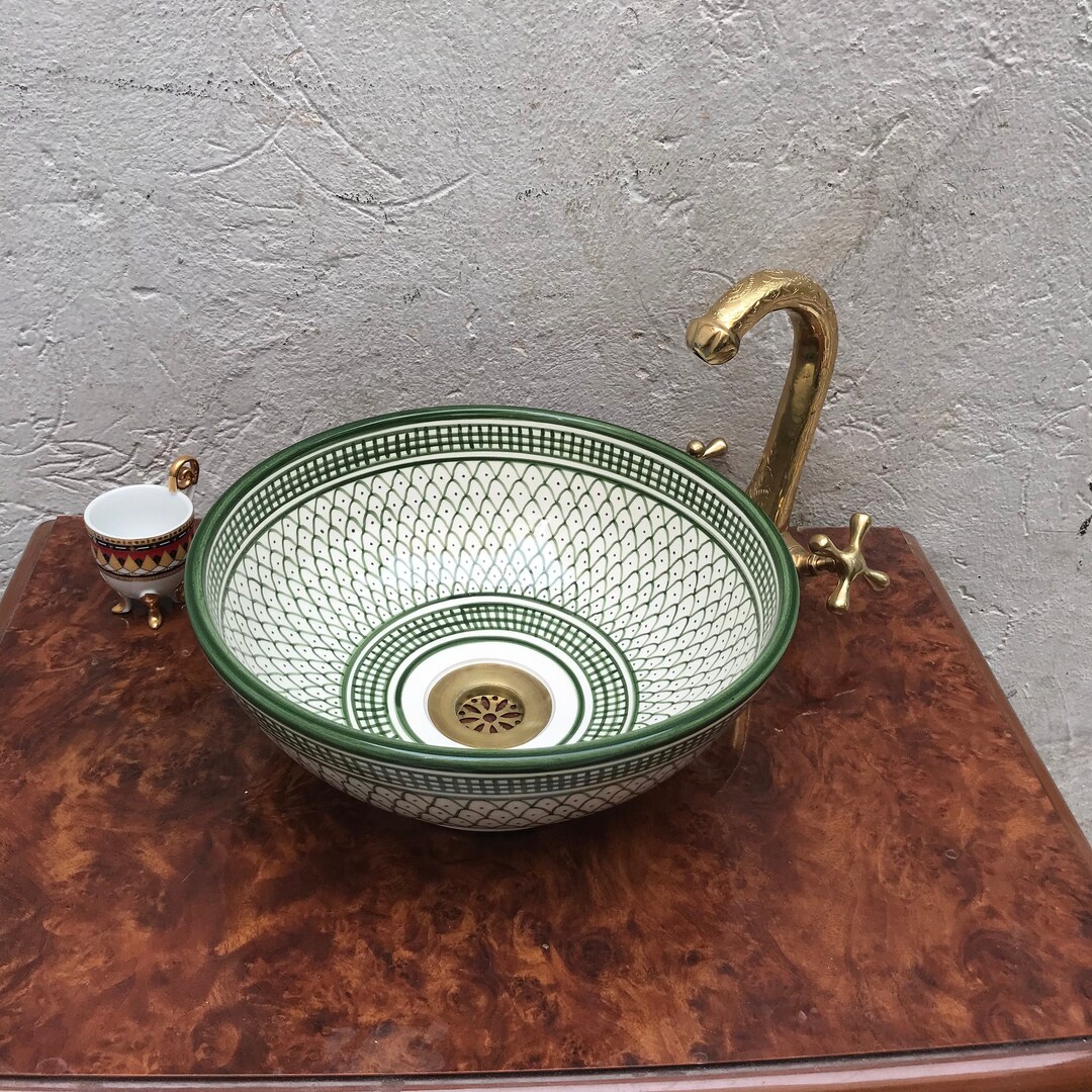 Counter Top Basin Farmhouse Sink Bathroom Decor Mid Century Modern Bowl ...