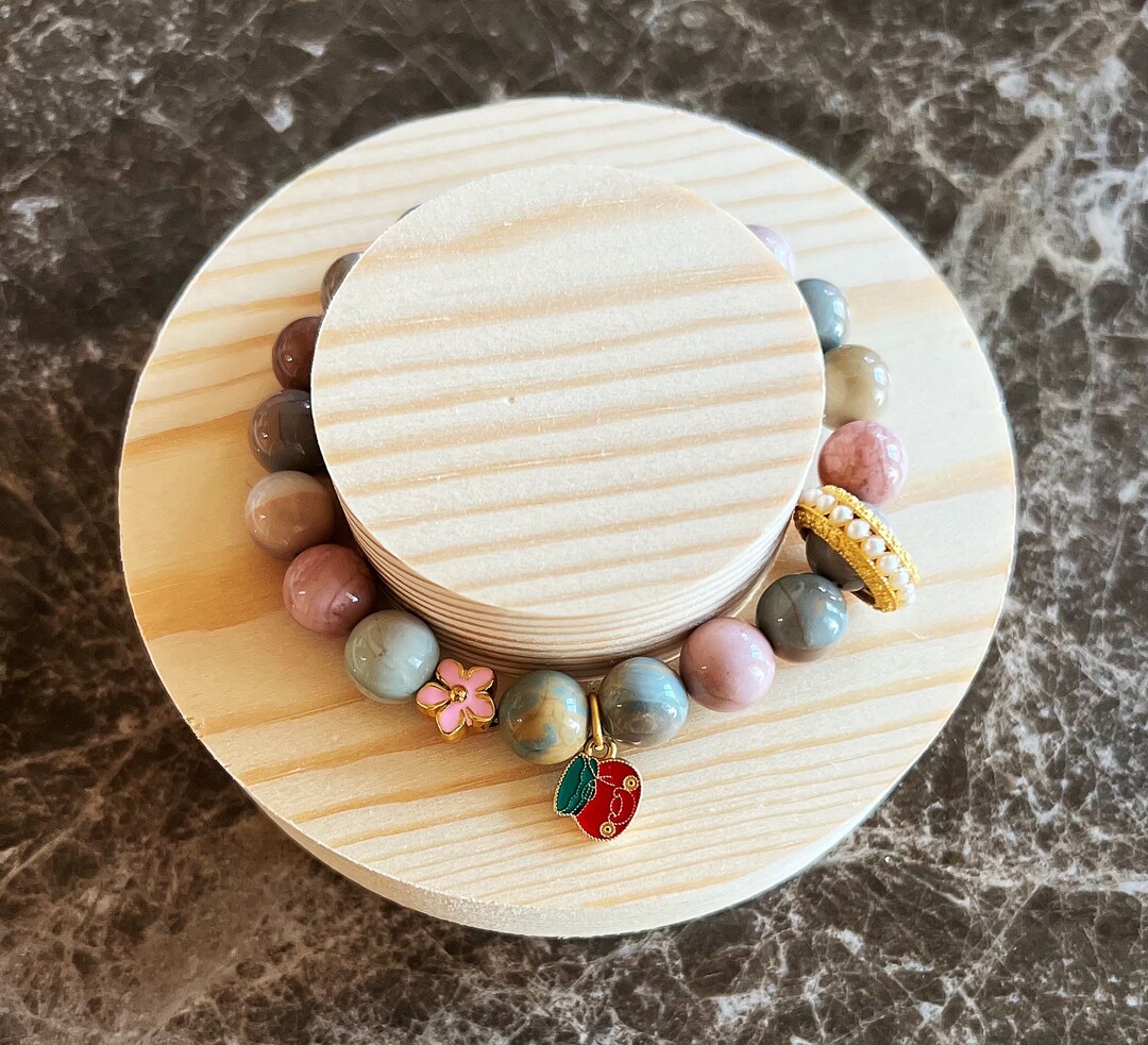 Alashan Agate Bracelet With Oil Painting Colour and Pattern and Lucky ...