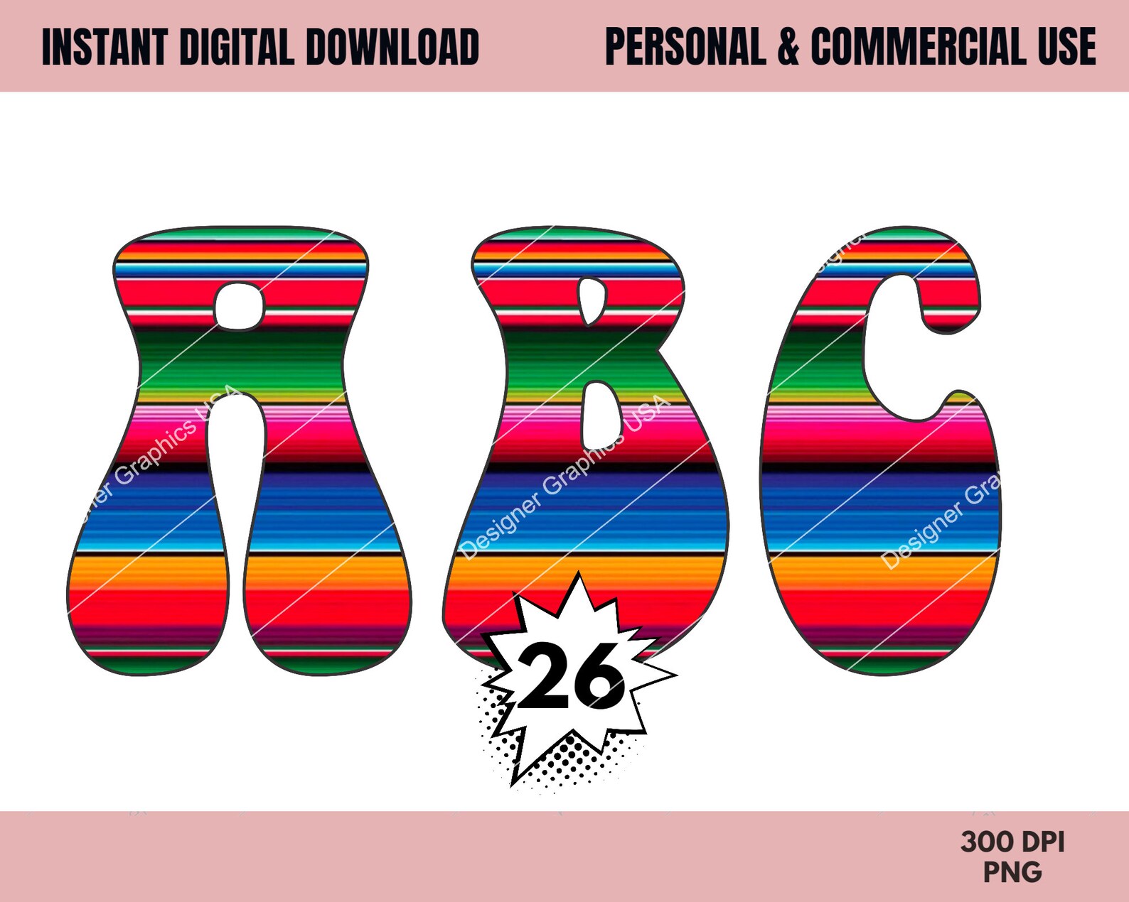 Serape Retro Font Pngcommercial Usesublimationhippie Font - Etsy