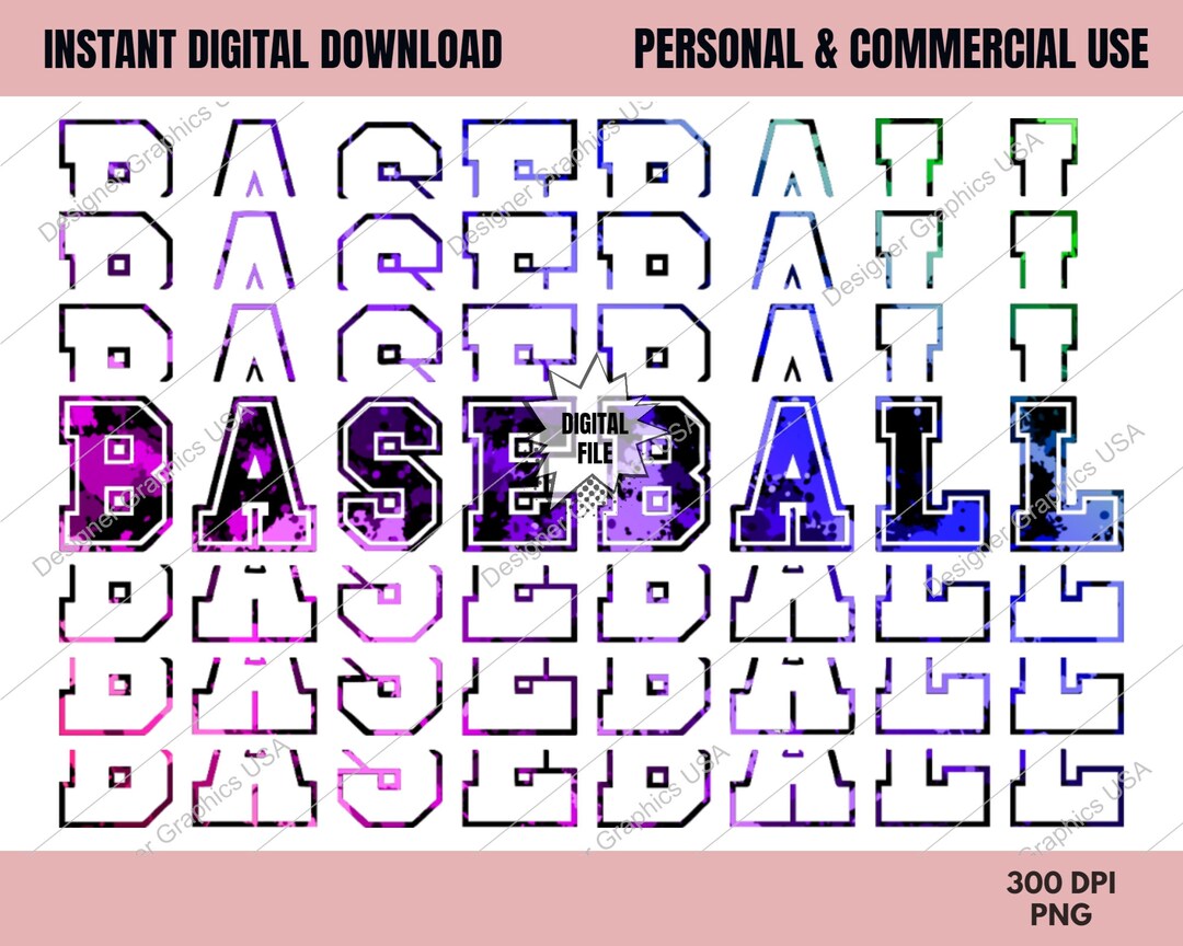 Watercolor Galaxy Baseball PNG, Baseball Font, Commercial Use ...