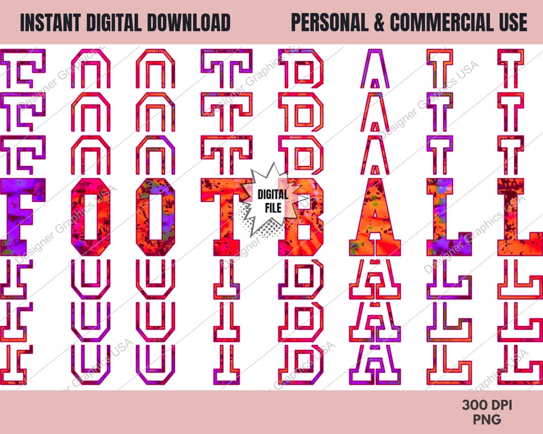 Stacked Football Png,grunge Football Font, Commercial USE, Sublimation ...