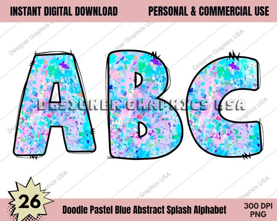 Doodle Letters Pngwatercolor Doodle Font PNG Commercial - Etsy