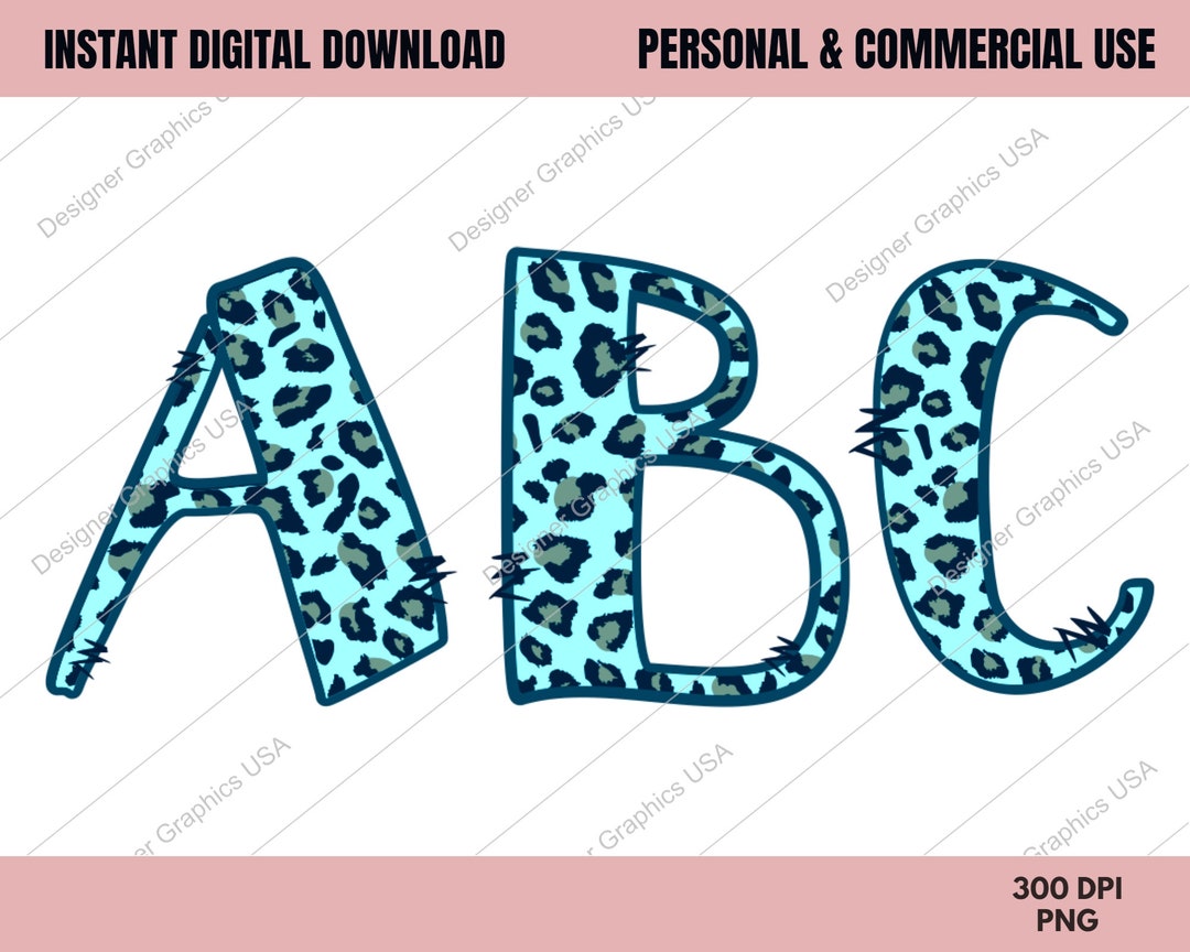 Leopard Doodle Font PNG, Commercial Use,sublimation, Doodle Font Bundle ...