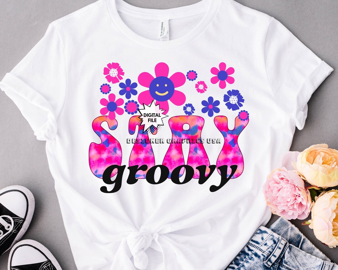 Hippie Groovy PNG, Retro Flowers, Commercial USE, Sublimation Design ...
