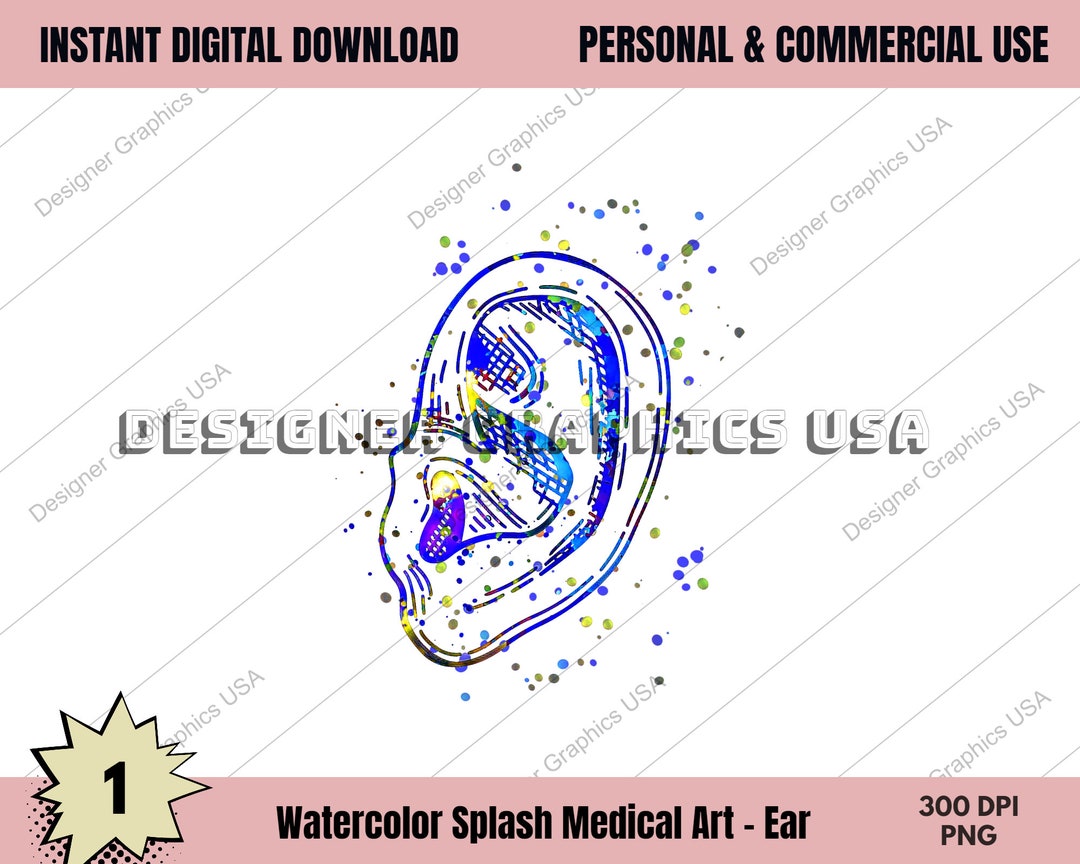 Ear Art PNG Human Medical Anatomy PNG Art Print Wall Art Medical ...