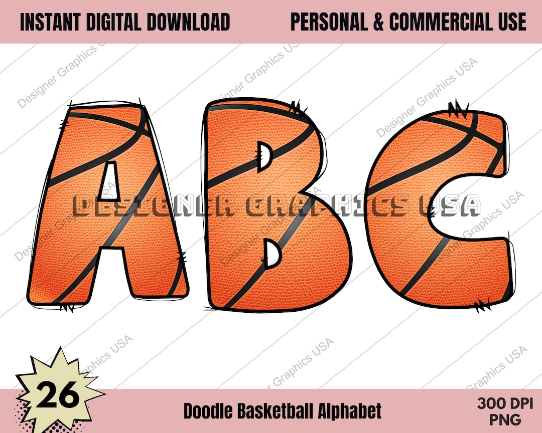 Basketball Doodle Font PNG, Commercial Use,sublimation,sports Doodle ...