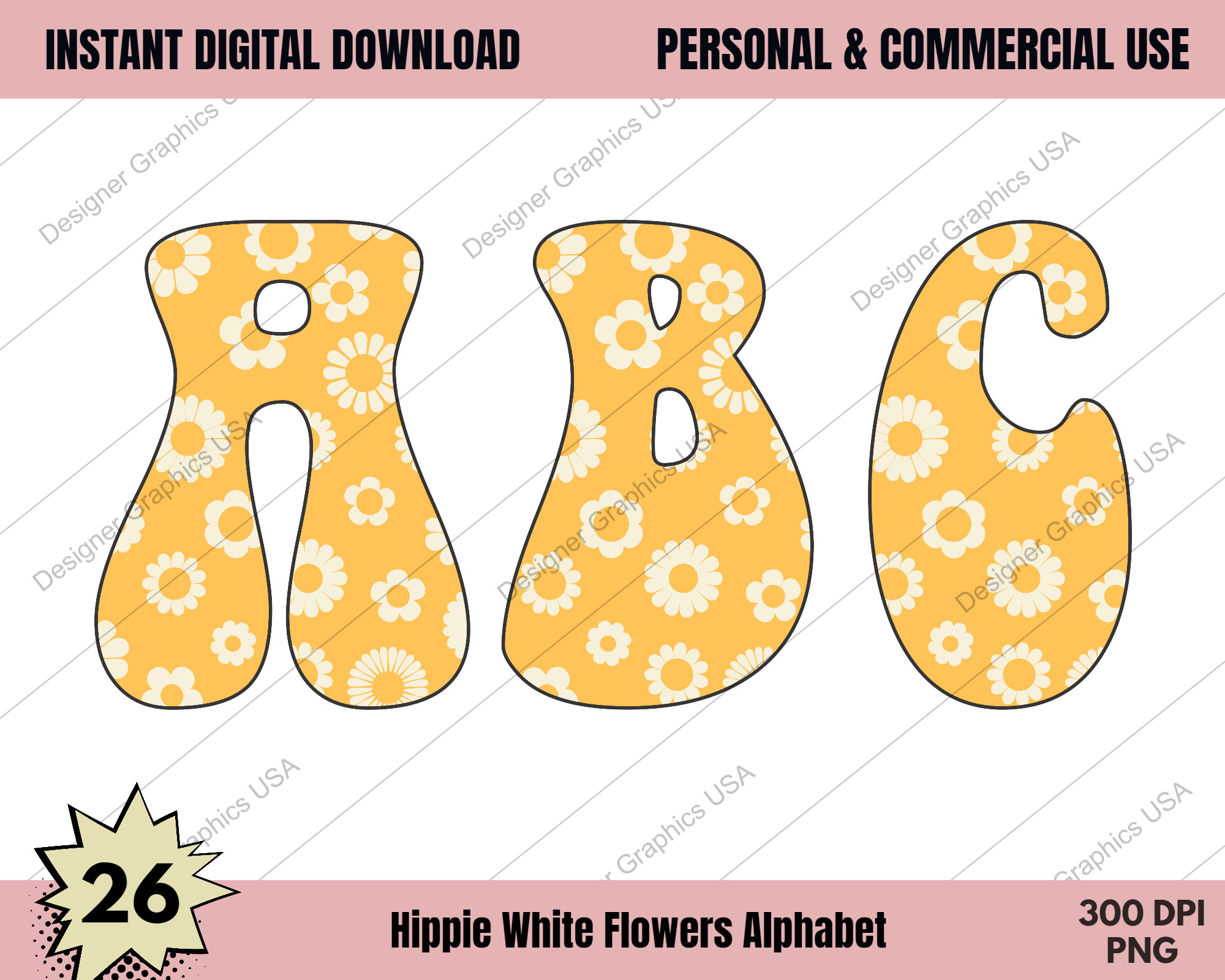 Retro Flowers Hippie Groovy Font Png,commercial Use,sublimation,groovy ...