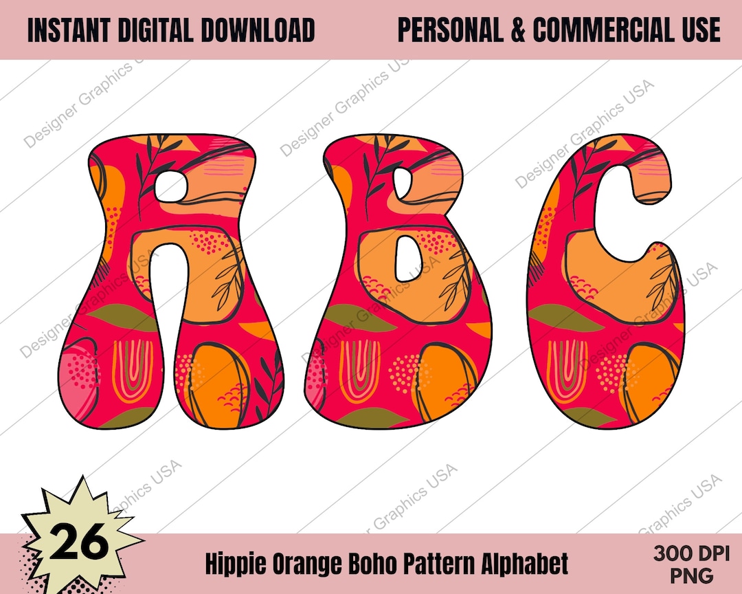 Fall Floral Hippie Groovy Font Png,commercial Use,sublimation,groovy ...