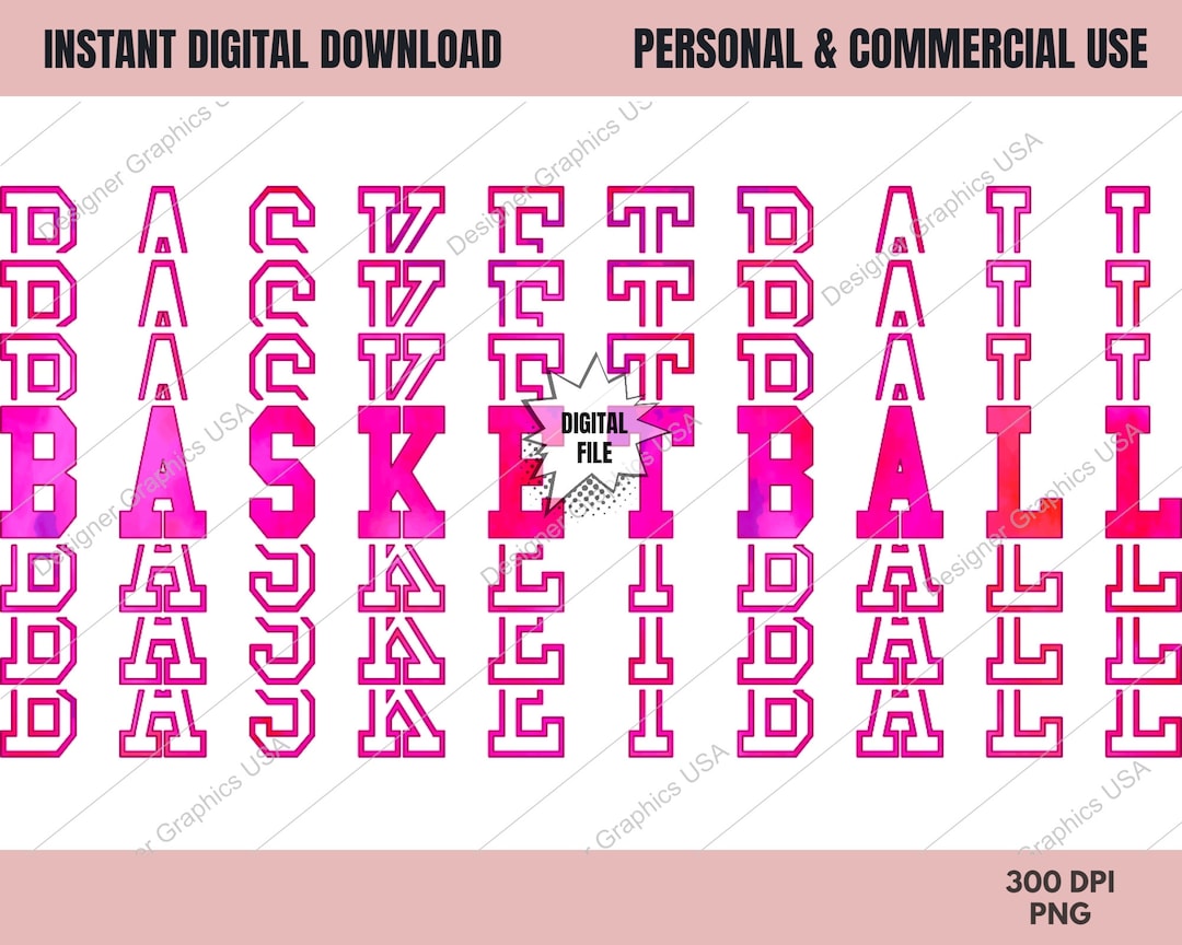 Stacked Basketball PNG, Basketball Font, Commercial USE, Sublimation ...