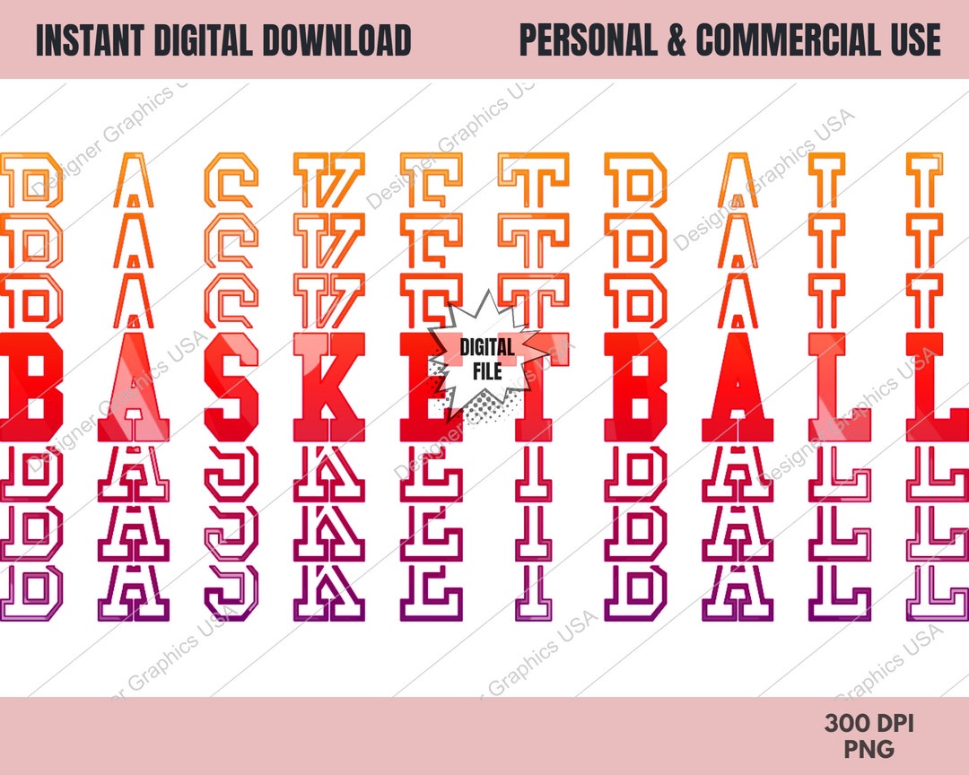 Stacked Basketball PNG, Basketball Font, Commercial USE, Sublimation ...