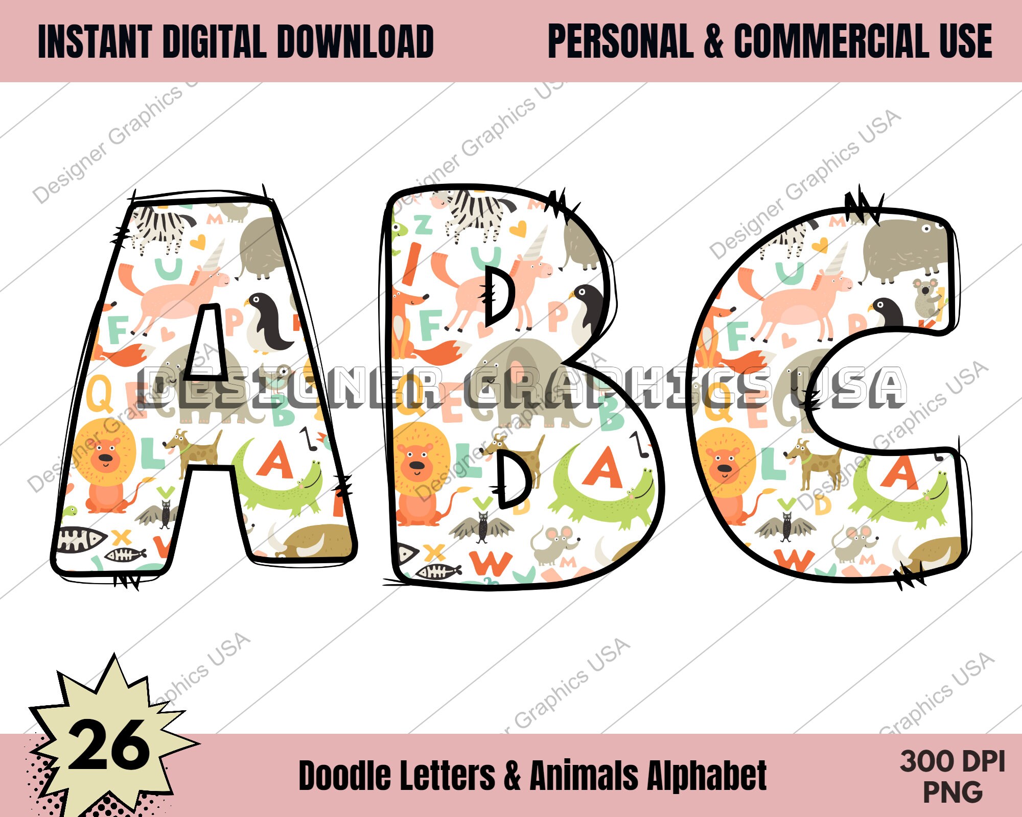 School Doodle Font PNG, Commercial Use,sublimation,notebook Doodle Font ...