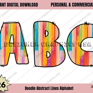 Boho Doodle Font PNG, Commercial Use,sublimation,boho Doodle Font ...