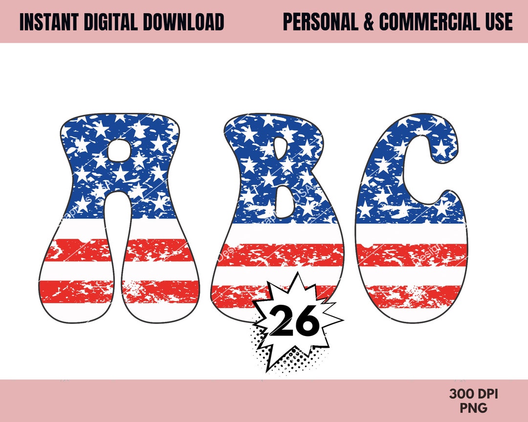 Grunge American Flag Retro Font Png,commercial Use,sublimation,hippie ...