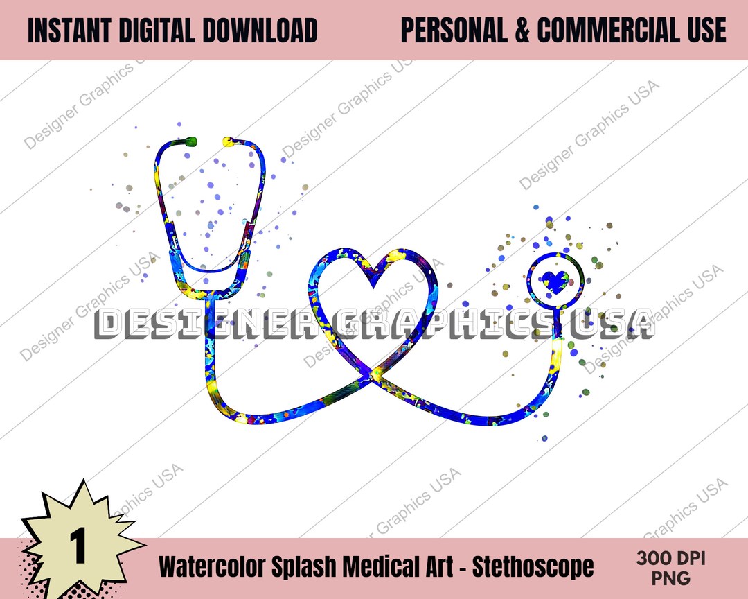Stethoscope PNG, Watercolor Stethoscope Art Hospital Nurse Medical ...