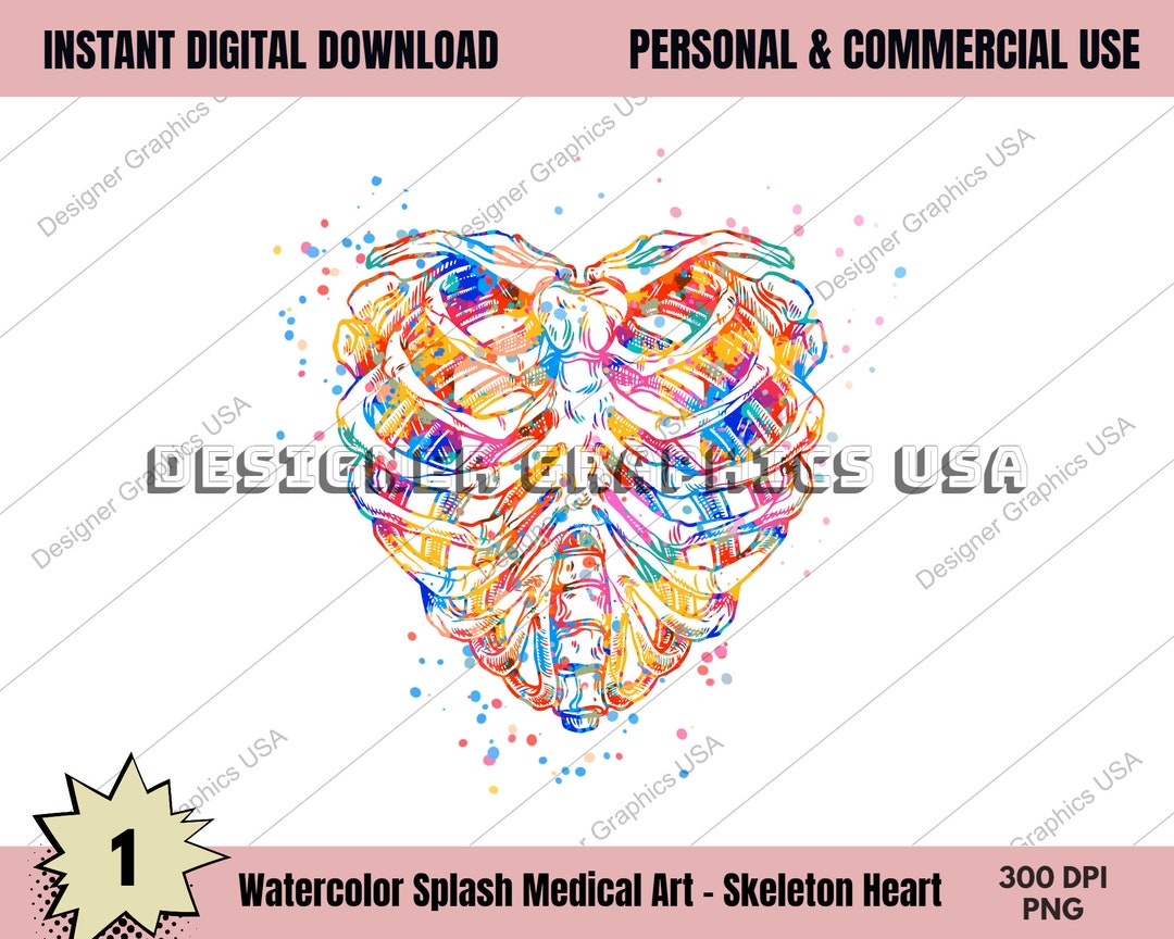 Skeleton Heart Art Human Medical Anatomy PNG Art Print Wall Art Medical ...
