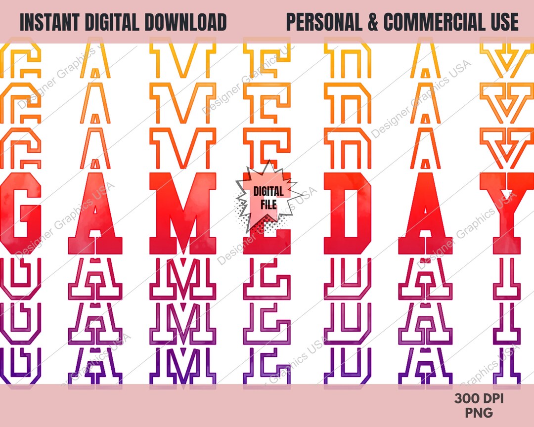 Stacked Gameday Png,gameday Clipart, Commercial USE, Sublimation Design ...