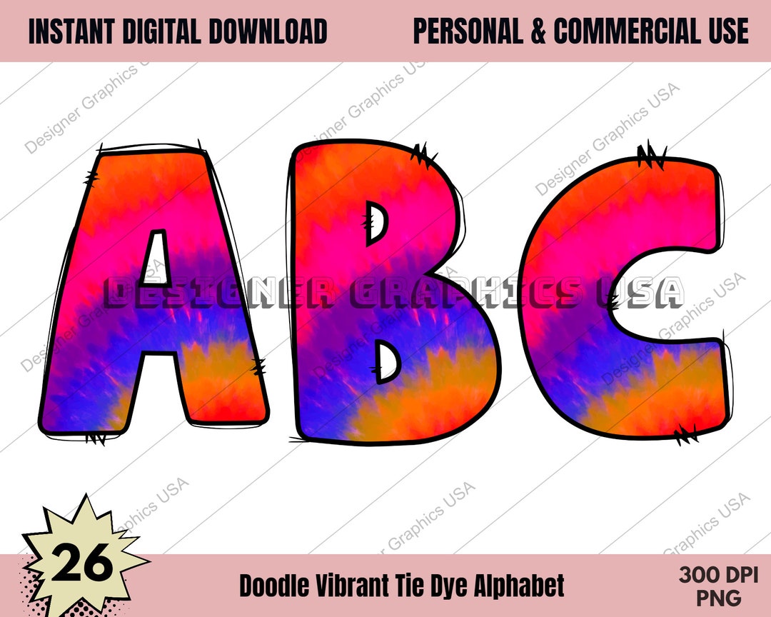 Rainbow Ink Watercolor PNG Doodle Font, Commercial Use,sublimation,tie ...