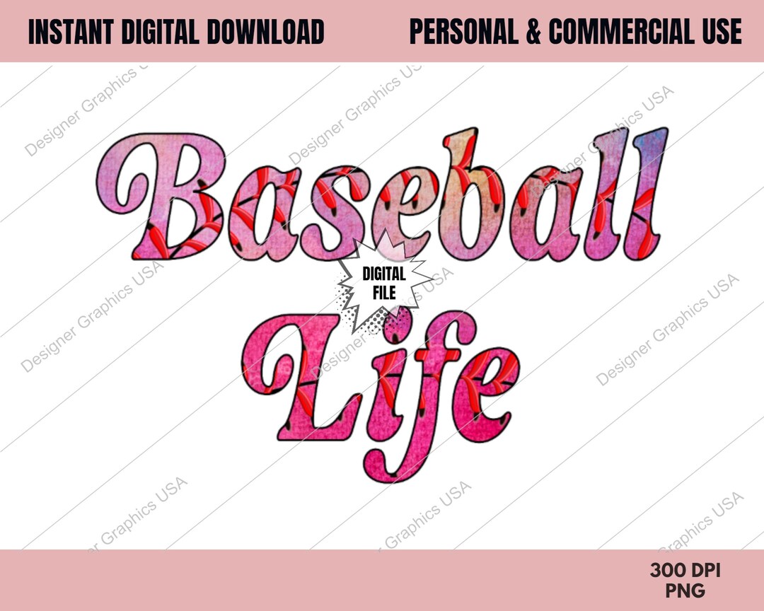 Retro Baseball Life PNG, Vintage Baseball Life, Commercial USE ...
