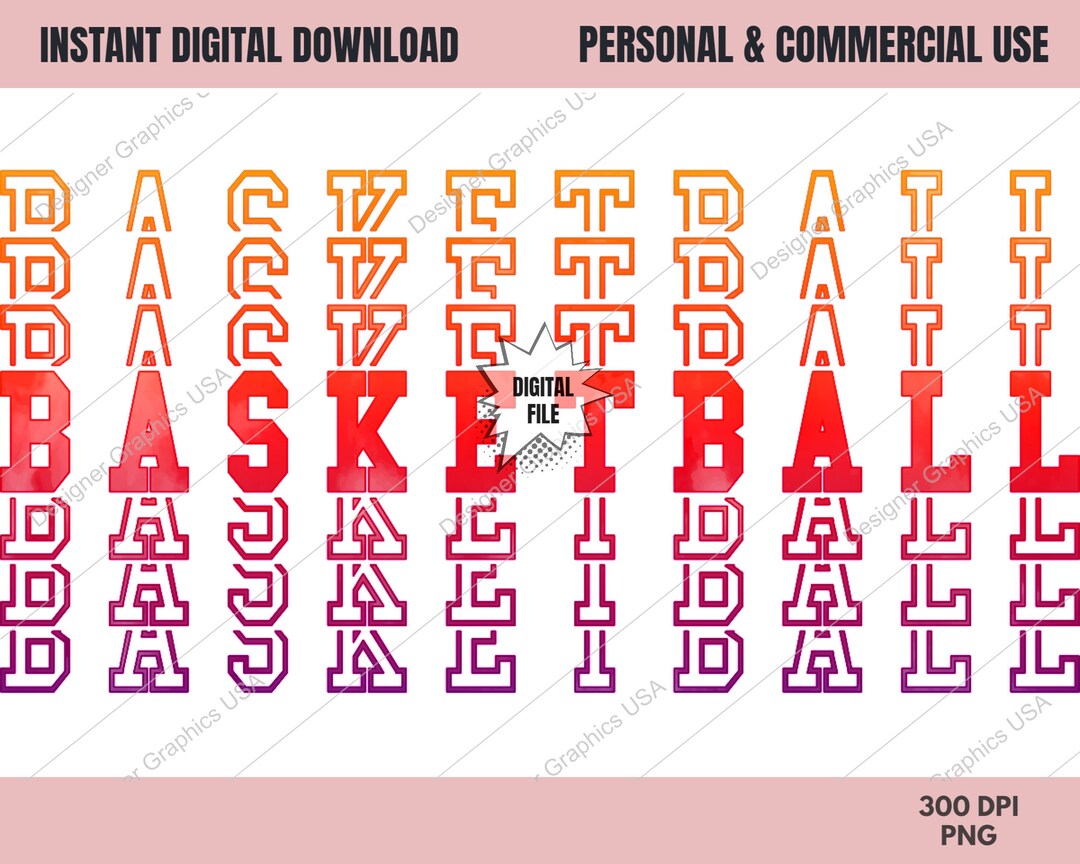 Stacked Basketball PNG, Basketball Font, Commercial USE, Sublimation ...