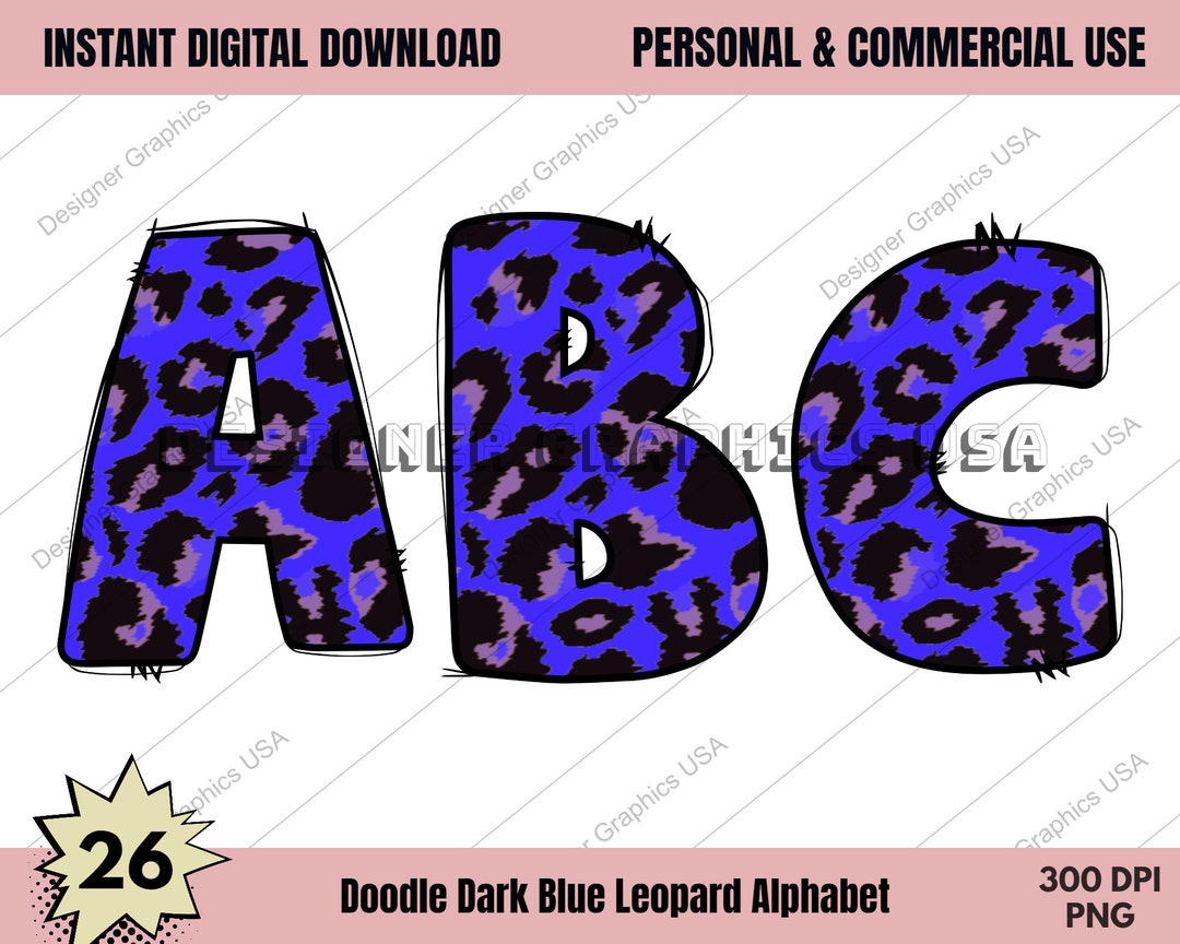 Leopard Doodle Font PNG, Commercial Use,sublimation,doodle Font Bundle ...