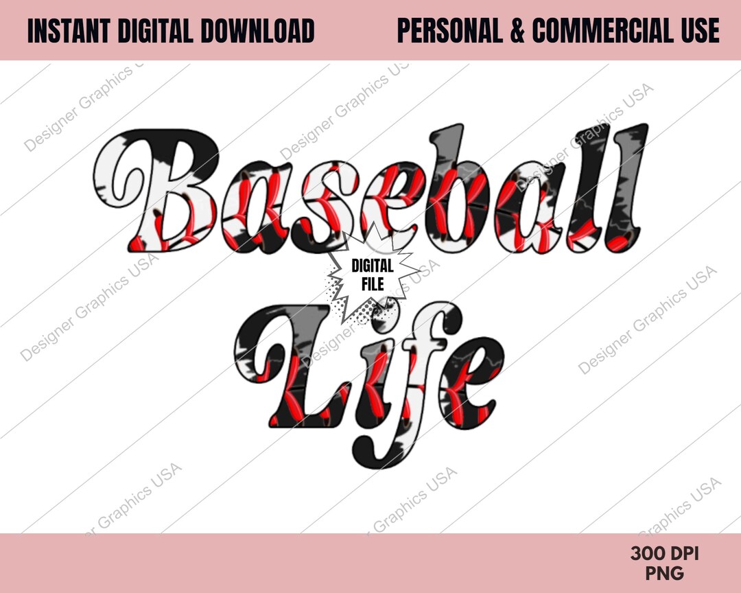 Retro Baseball Life PNG, Vintage Baseball Life, Commercial USE ...