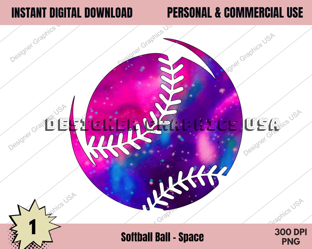 Softball PNG, Watercolor Galaxy Sports Softball Digital,commercial Use ...