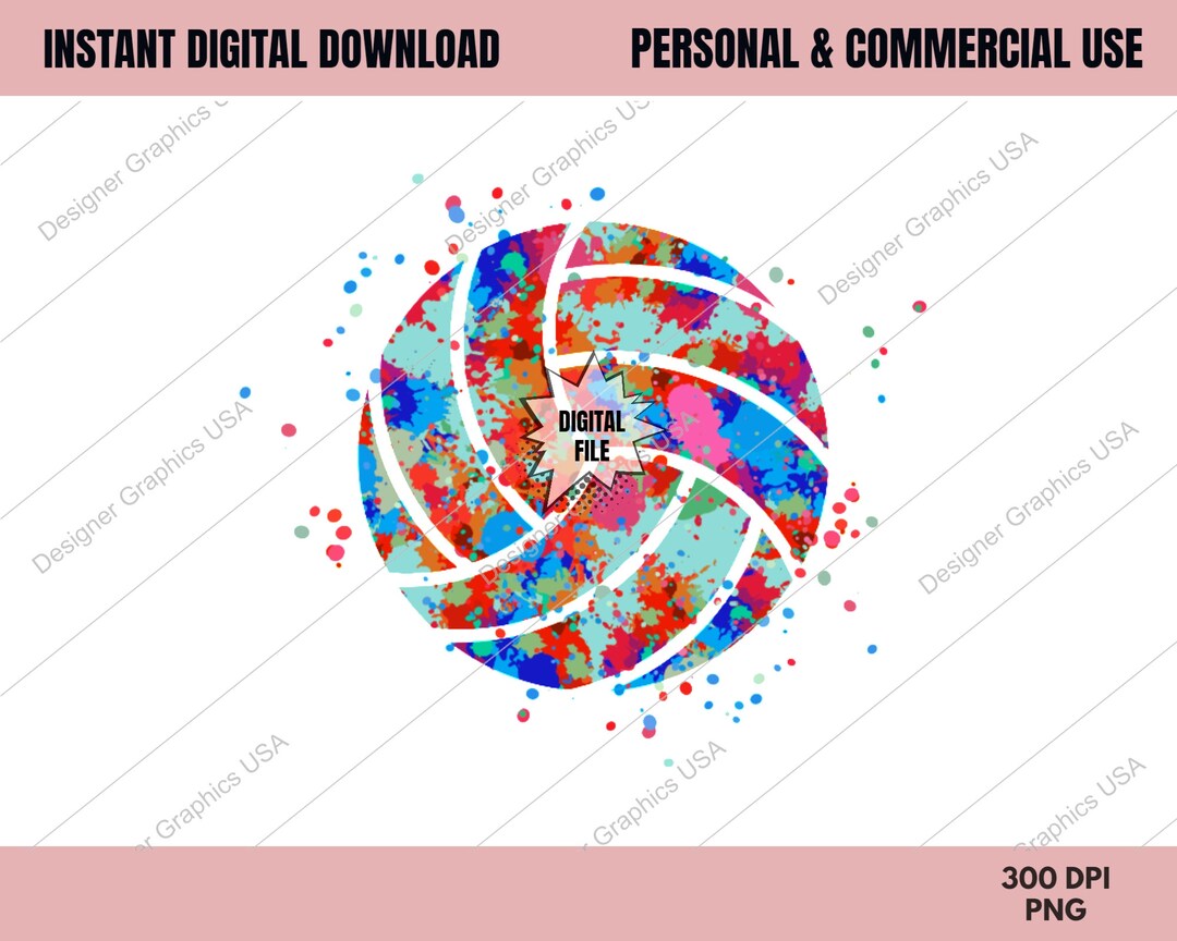 Watercolor Volleyball PNG, Volleyball Paint Splash Sports,commercial ...