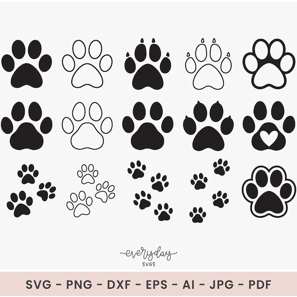 Dog Paw Svg - Etsy