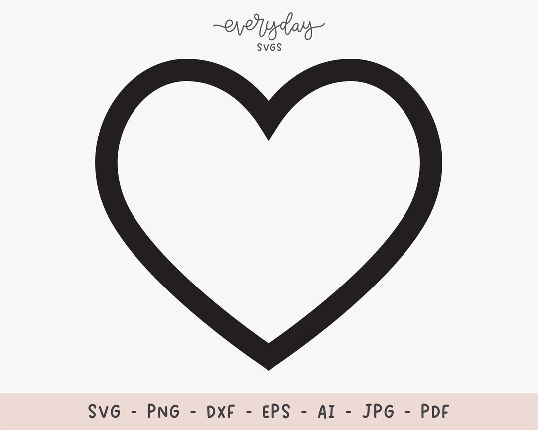 Heart Outline Digital Download | Heart Outline Svg, Cute Heart Png ...