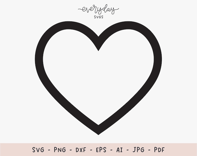 Heart SVG, Open Heart Outline, Clipart, Minimalist Simple Cute Gift ...
