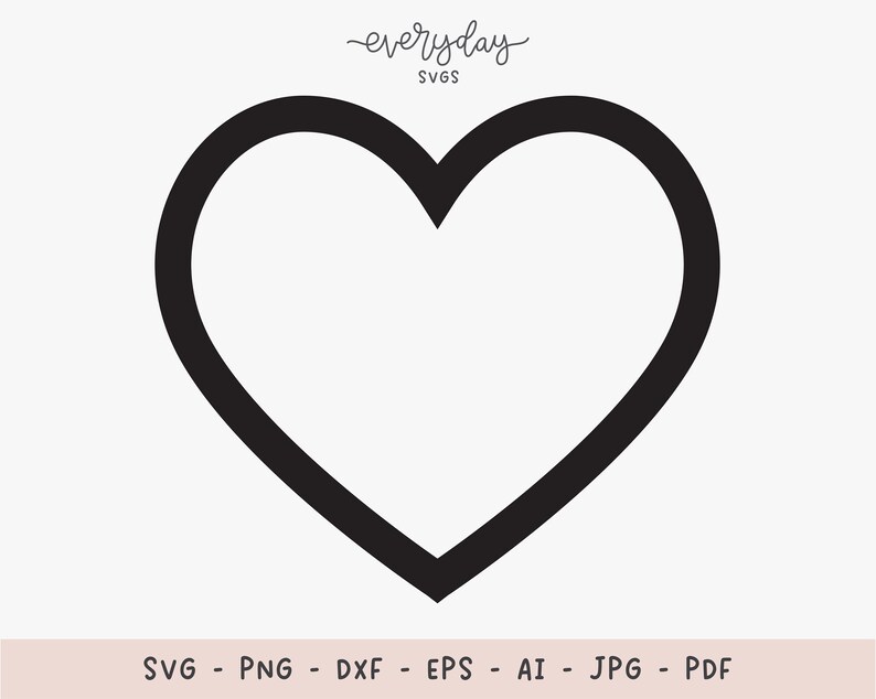Heart Outline Digital Download | Heart Outline Svg, Cute Heart Png ...