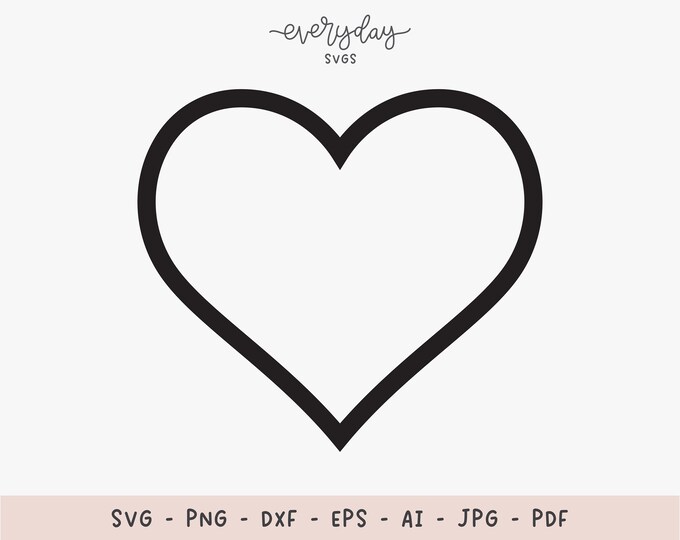 Heart SVG, Open Heart Outline, Clipart, Minimalist Simple Cute Gift ...