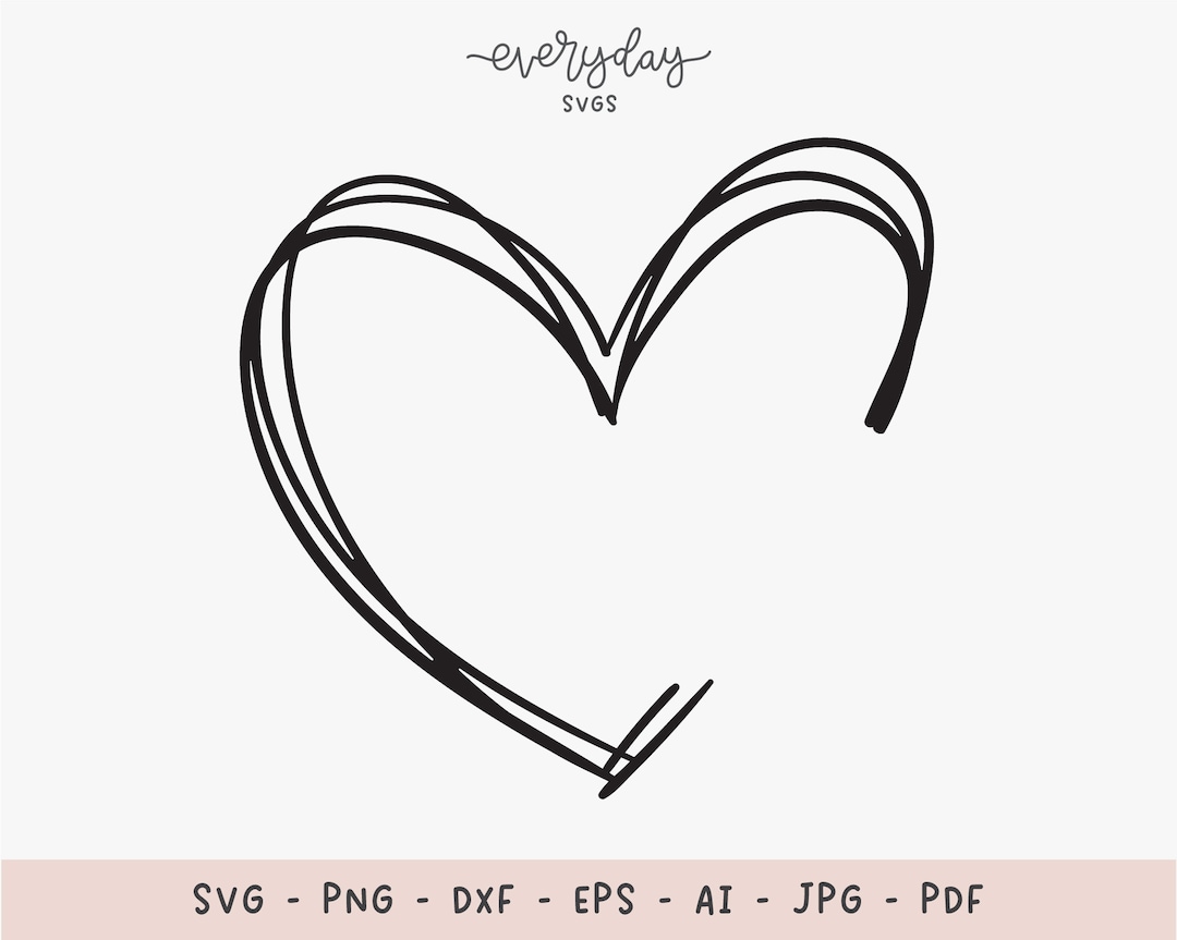 Hand-drawn Heart Svg, Half Heart Name Frame Svg, Scribble Heart Svg POD ...