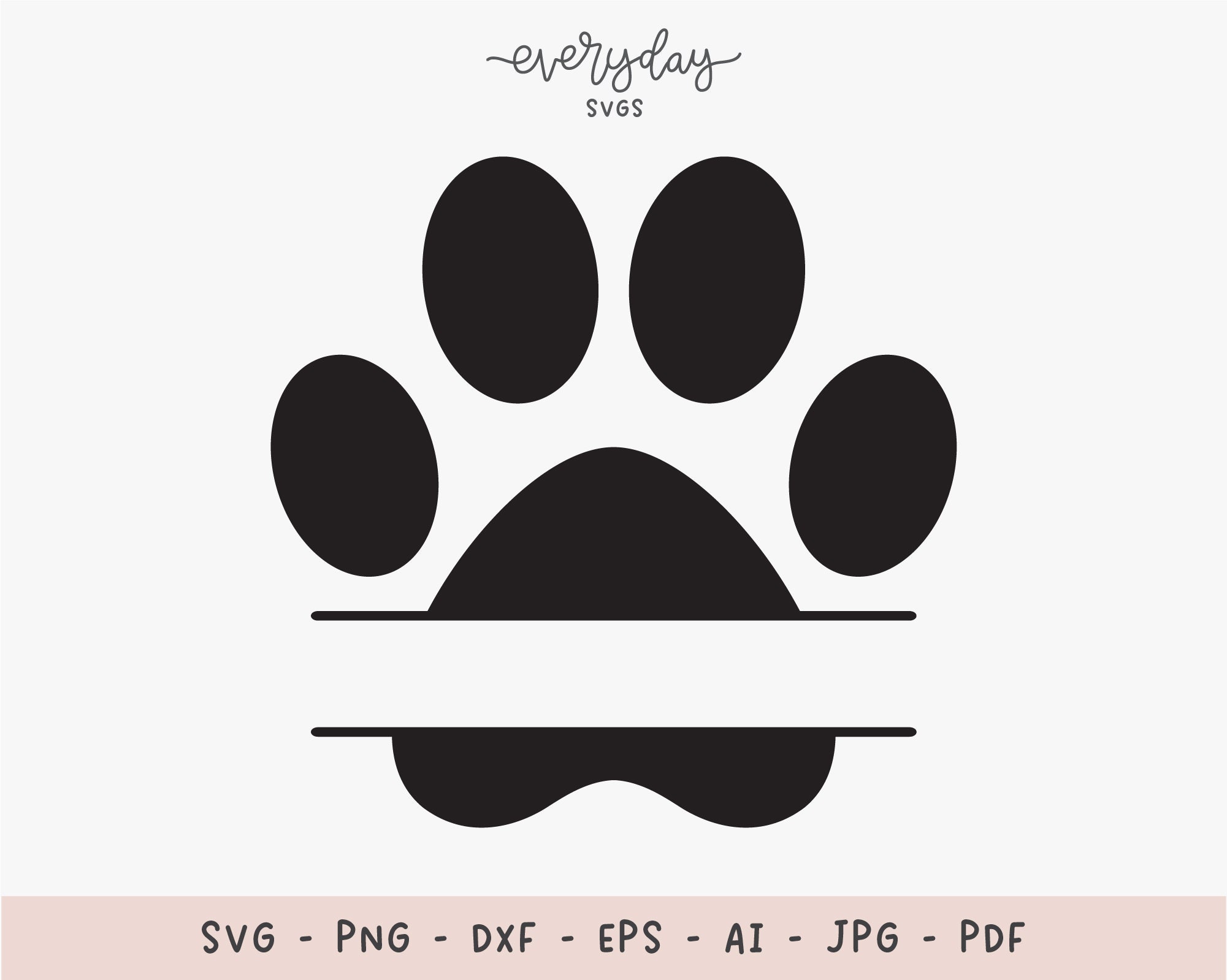 Split Monogram Paw Svg, Dog Paw Print Ornament Svg, Puppy Name Frame ...