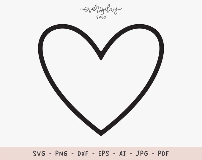 Heart SVG, Open Heart Outline, Clipart, Minimalist Simple Cute Gift ...