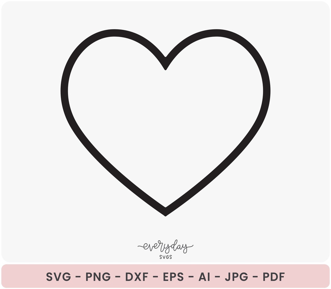 Heart Outline Digital Download | Heart Outline Svg, Basic Heart Shape ...