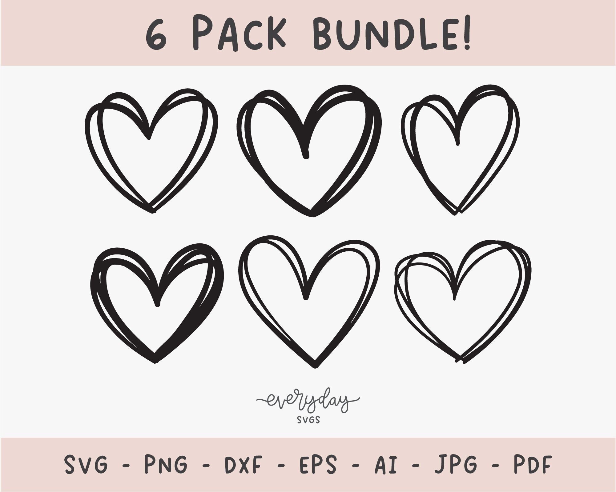 Doodle Heart Svg Bundle Sketch Heart Svg Bundle, Hand-drawn Heart Svg ...