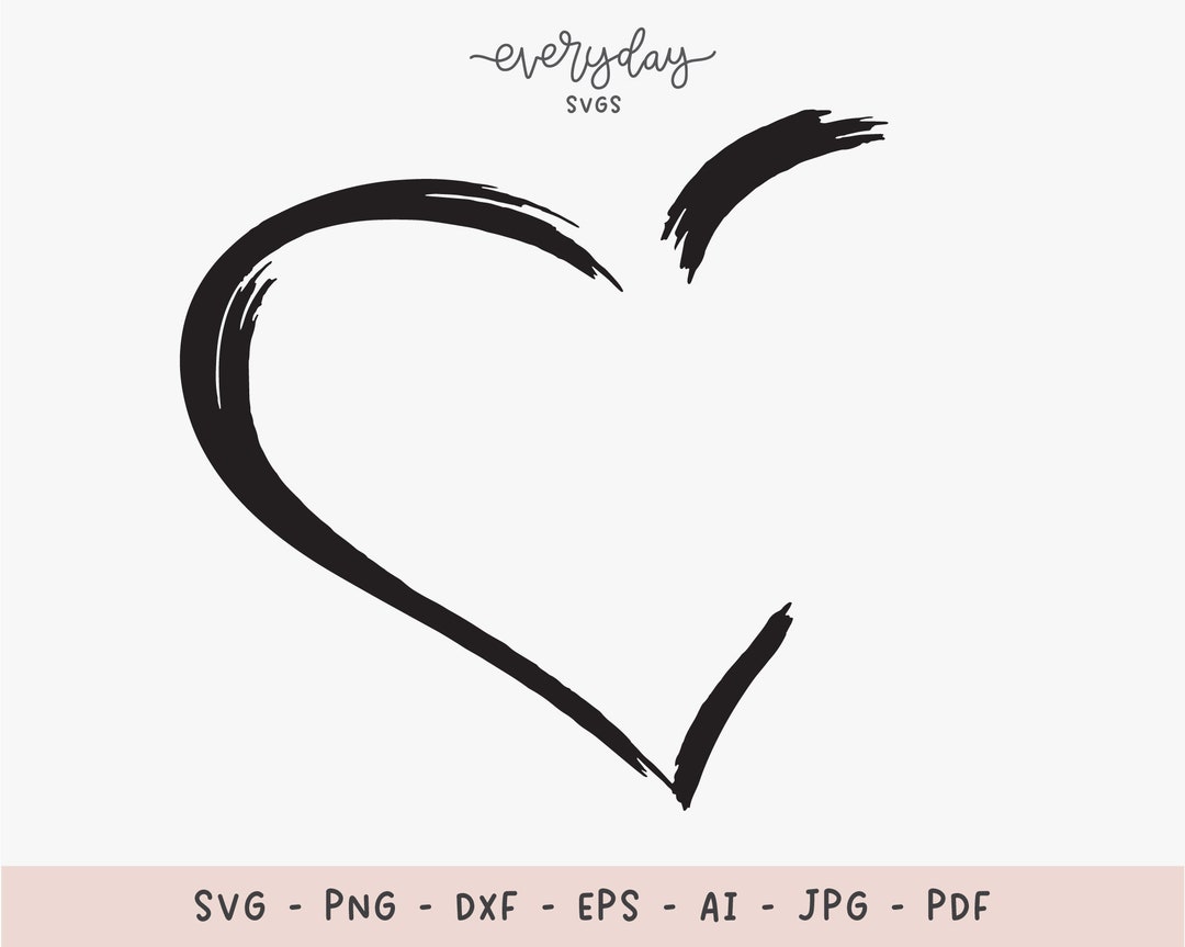 Hand-drawn Half Heart Svg, Scribble Heart Shape Svg, Doodle Heart Frame ...