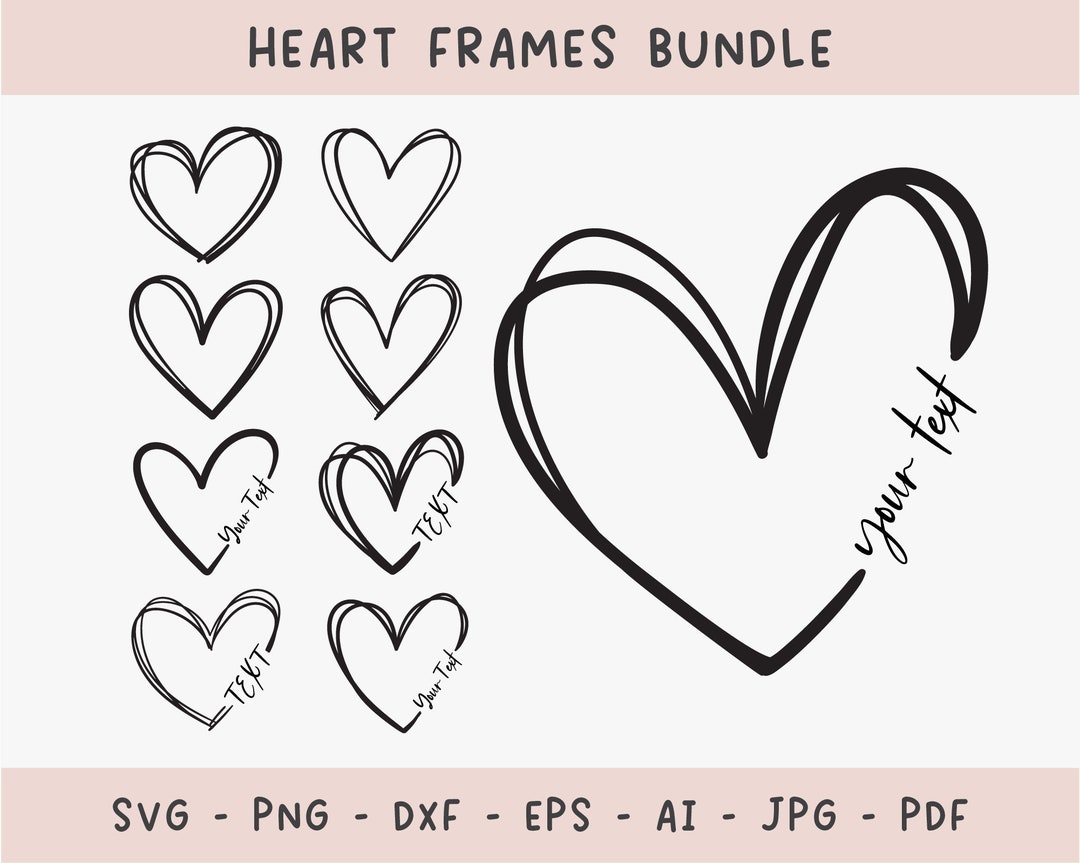 Hand-drawn Heart Bundle Digital Download | Scribble Heart Outline Svg ...