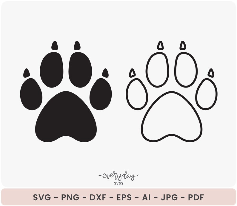 Paw Print Outline Svg, Dog Paw Clipart, Animal Footprint Tracks Svg ...