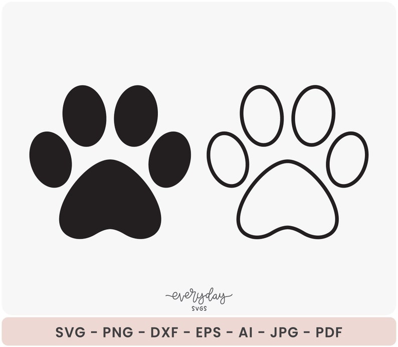 Paw Print Outline Svg Dog Paw Clipart Cat Paw Svg Animal - Etsy