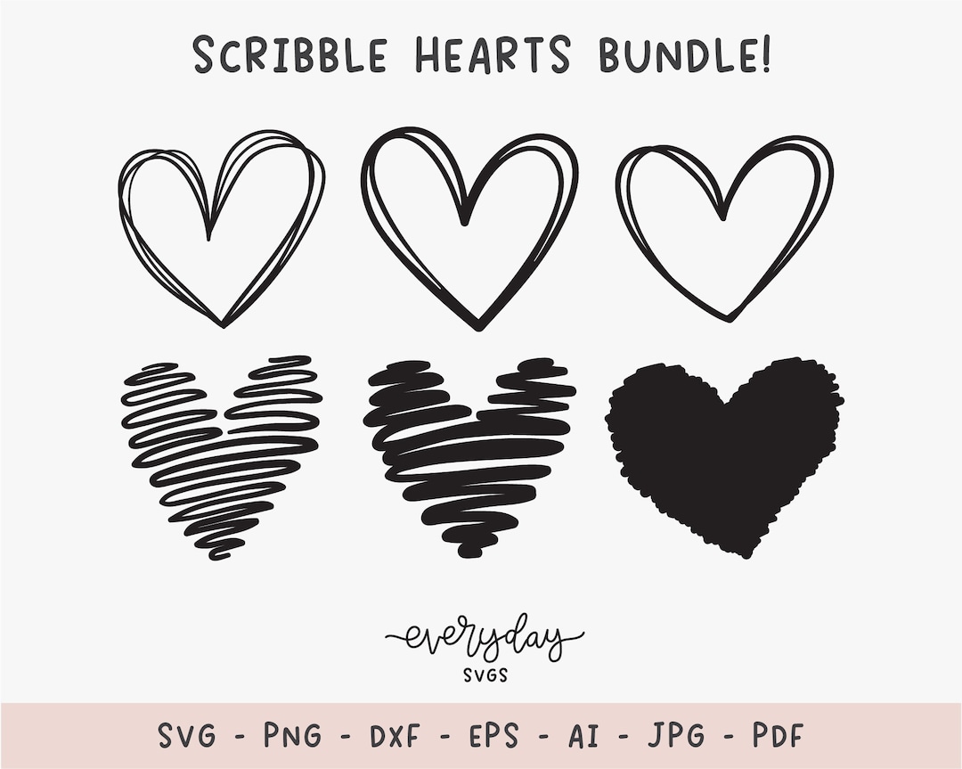 Scribble Heart Svg Bundle | Hand Drawn Heart Svg, Love Valentine's Day ...