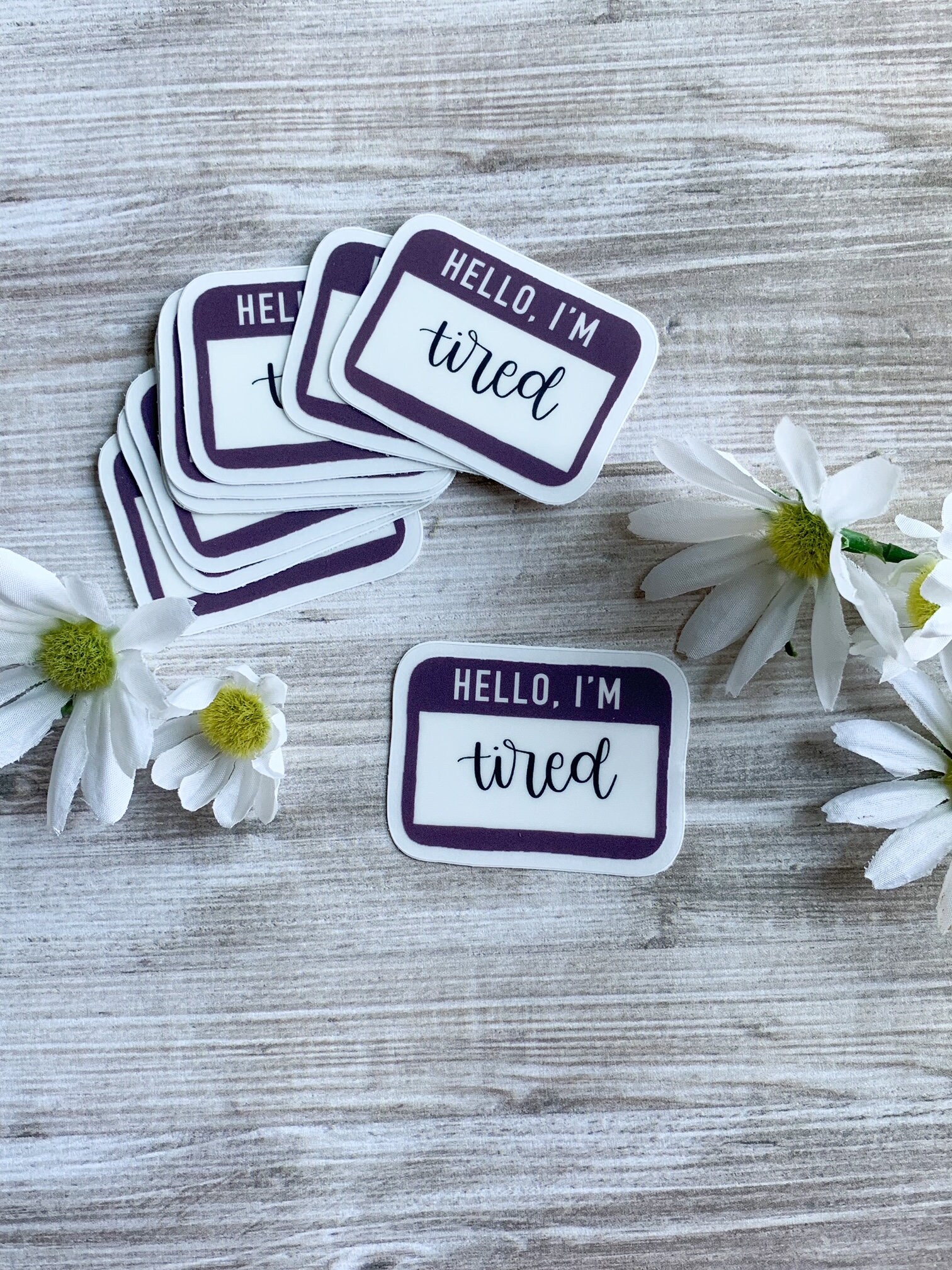 Hello, I'm Tired Name Tag Sticker - Etsy