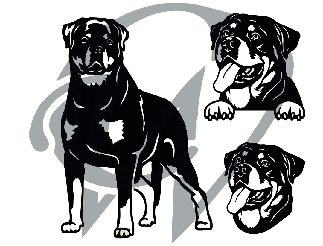 Rottweiler Silhouettes Dxf Dog SVG Files for Cricut - Etsy