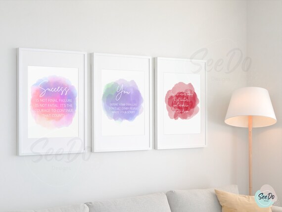 Set of 3 Motivational Office Wall Art Success Printable - Etsy
